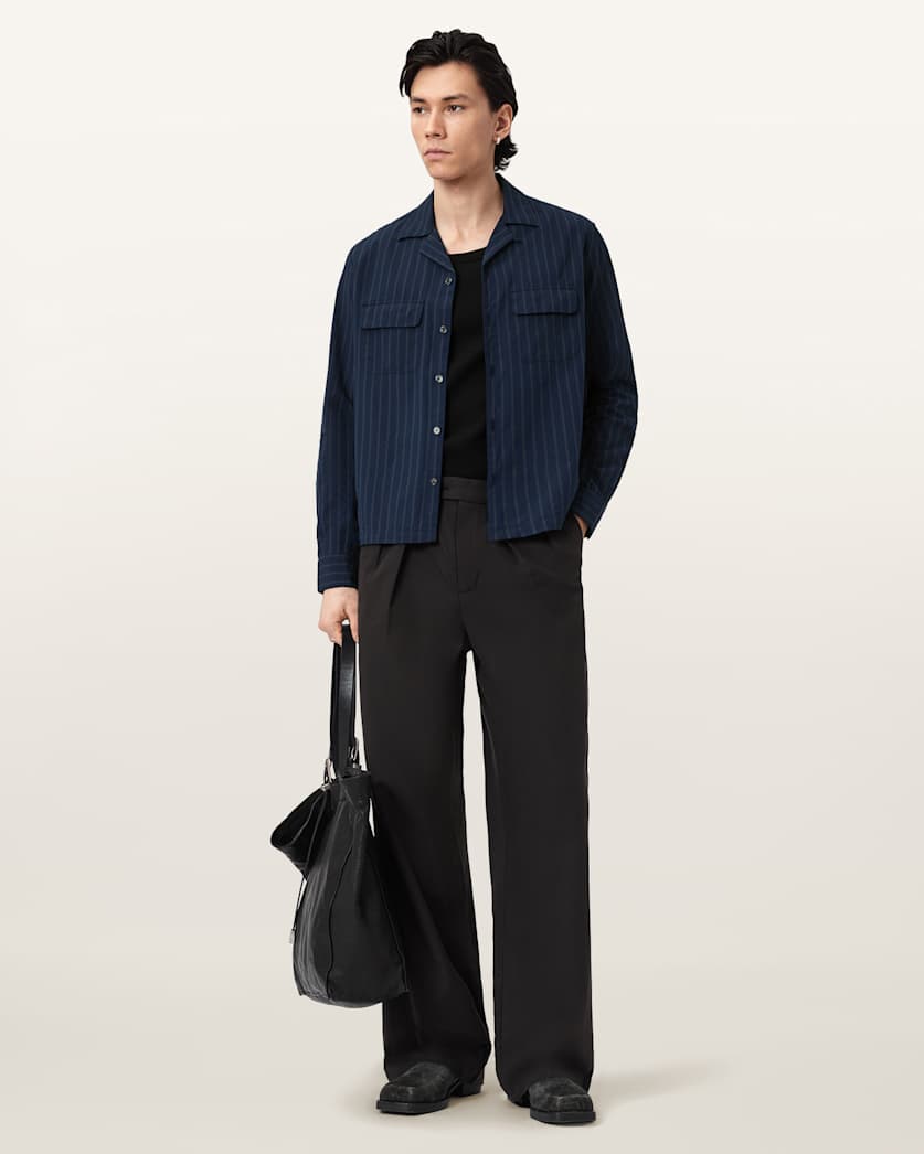Stanley Striped Long Sleeve Shirt NAVY BLUE | ALLSAINTS FR
